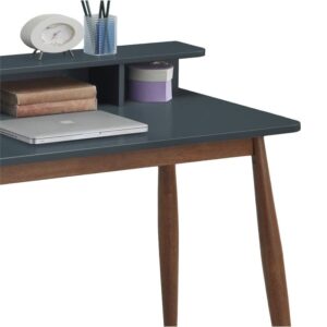 Roundhill Furniture Roskilde Storage Wood Office Desk, Gray/Blue