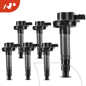 A-Premium Ignition Coils Pack Compatible with Ford Explorer F-150 Edge Fusion Mustang Taurus Lincoln MKS MKX MKT MKZ Sable 3.5L 3.7L 6-PC Set