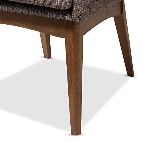 Baxton Studio Nexus Dining Chair Walnut Wood Finishing and Gravel Fabric Upholstered Dining Side Chair