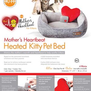 K&H PET PRODUCTS Mother's Heartbeat Heated Cat Bed with Heart Pillow Heartbeat Kitten Toy Gray 11 X 13 Inches w/Cat Heartbeat Rhythm