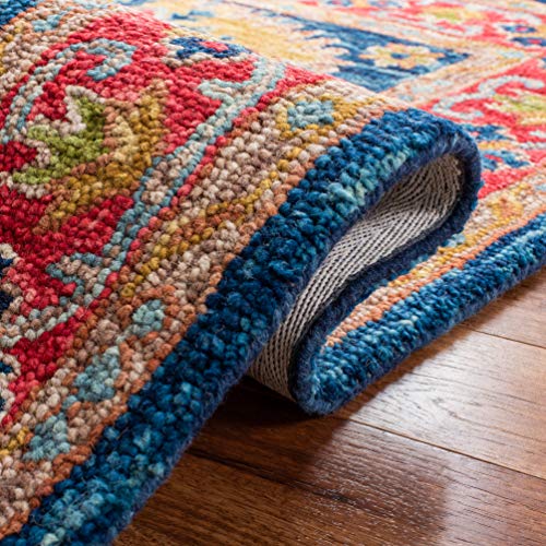 SAFAVIEH Aspen Collection 2'3" x 7' Red/Blue APN523Q Handmade Boho Wool Runner Rug