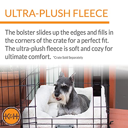 K&H Pet Products Ultra Plush Deluxe Bolster Crate Pad Fleece 20 X 25 Inches