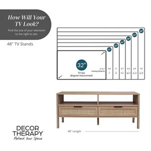 Decor Therapy Piper Rattan Storage Media Console Stand for TVs up to 59", 47" x 20", Blondewood