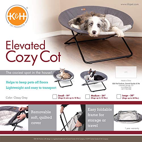 K&H PET PRODUCTS Elevated Cozy Cot Classy Gray Medium 24 Inches