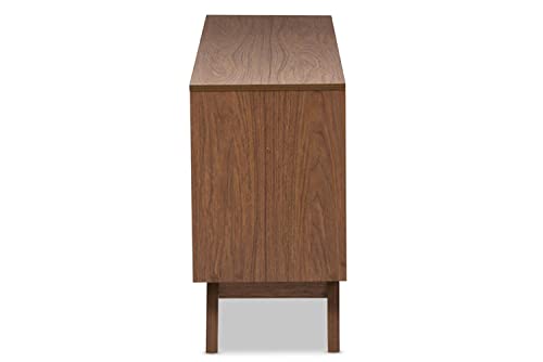 Baxton Studio Hildon Modern 6-Drawer Storage Dresser Mid-Century/Particle Board/MDF with PU Paper/White/Walnut Brown