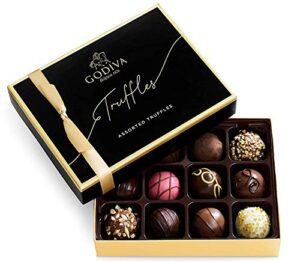 godiva chocolatier signature truffles assorted chocolate gift box, 12 pc.