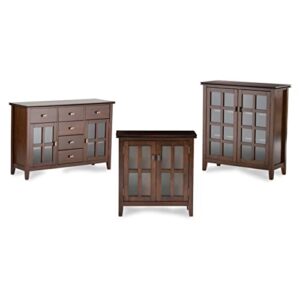 SIMPLIHOME Artisan Solid Pine Wood 54 inch Contemporary Sideboard Buffet Credenza in Russet Brown features 2 Doors, 6 Drawers and 2 Cabinets with Large storage spaces