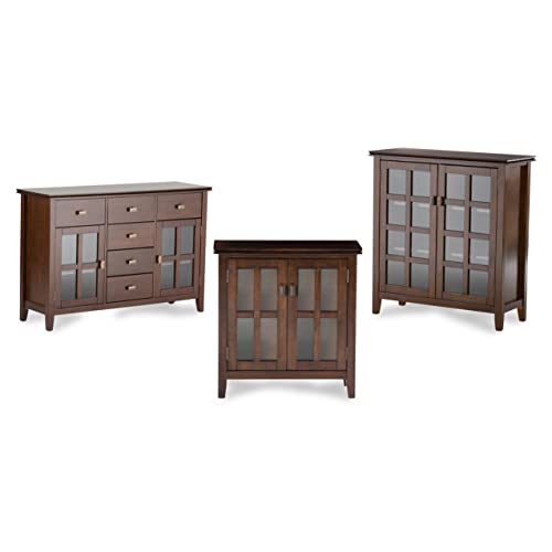 SIMPLIHOME Artisan Solid Pine Wood 54 inch Contemporary Sideboard Buffet Credenza in Russet Brown features 2 Doors, 6 Drawers and 2 Cabinets with Large storage spaces