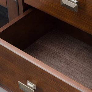 SIMPLIHOME Artisan Solid Pine Wood 54 inch Contemporary Sideboard Buffet Credenza in Russet Brown features 2 Doors, 6 Drawers and 2 Cabinets with Large storage spaces