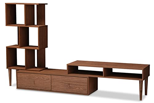 BAXTON STUDIO Haversham Mid-Century Retro Modern TV Stand Entertainment Center and Display Unit