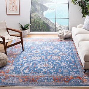 safavieh hellenic collection 8′ x 10′ blue / rust hlc415m traditional oriental distressed wool area rug