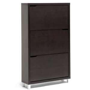 baxton studio simms modern shoe cabinet, dark brown