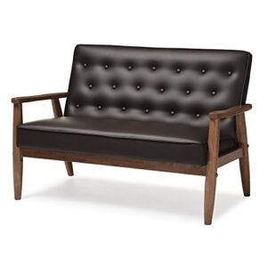 baxton studio bbt8013-brown loveseat love seats, brown