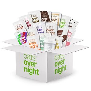 oats overnight – ultimate variety pack high protein, high fiber breakfast shake – gluten free, non gmo oatmeal chocolate chip cookie dough, banana bread & more (24 pack + blenderbottle)