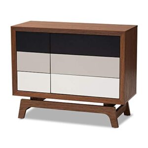 baxton studio chests, walnut/white/gray