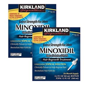 kirkland signature minoxidil for men 5% minoxidil hair regrowth treatment 12 months supply unscented 1 year, white