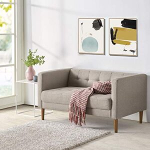 zinus pascal loveseat sofa / tool-free, easy assembly, oatmeal