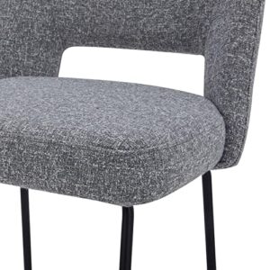 Watson & Whitely Modern Bar Stools, Fabric Upholstered Bar Stool with Back, Metal Legs in Matte Black, 26" H Seat Height, Set of 2, Grey (Multi-Colored)