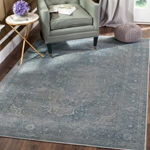 safavieh vintage collection 5’1″ x 7’6″ light blue/light grey vtg158 oriental traditional distressed premium viscose area rug