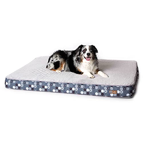 K&H PET PRODUCTS Superior Orthopedic Dog Bed Gray/Paw Large 35 X 46 X 4 Inches