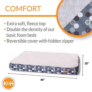 K&H PET PRODUCTS Superior Orthopedic Dog Bed Gray/Paw Large 35 X 46 X 4 Inches