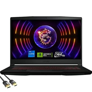 msi gf63 thin gaming laptop, 15.6″ fhd ips 144hz, 12th gen intel 10-core i7-12650h, geforce rtx 4050, 32gb ddr4, 1tb pcie ssd+1tb hdd, backlit, rj45, usb-c, wifi 6, sps hdmi 2.1 cable, win 11