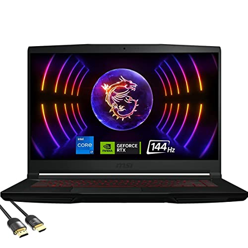 MSI GF63 Thin Gaming Laptop, 15.6" FHD IPS 144Hz, 12th Gen Intel 10-Core i7-12650H, Geforce RTX 4050, 32GB DDR4, 1TB PCIe SSD+1TB HDD, Backlit, RJ45, USB-C, WiFi 6, SPS HDMI 2.1 Cable, Win 11