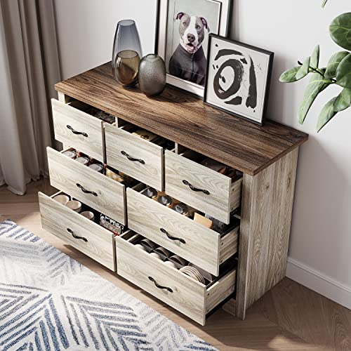 LINSY HOME 7 Drawer Dresser, White Dresser for Bedroom, Mid Century Modern Dresser Organizer, Chest of Drawers for Nursery,Baby,Kids Bedroom