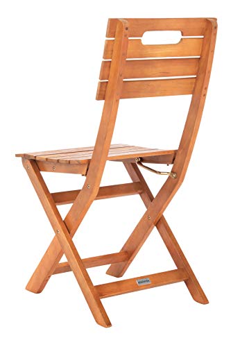 Safavieh PAT7057A-SET2 Outdoor Collection Blison Natural Brown Folding (Set of 2) Patio Chair