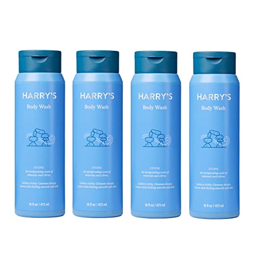 Harry's Men's Body Wash Shower Gel - Stone, 16 Fl Oz (Pack of 4) - Packaging May Vary