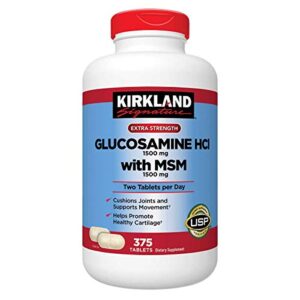 kirkland signature extra strength glucosamine extra strength hcl with msm, 375 tablets by extra strength glucosamine extra strength hcl with msm