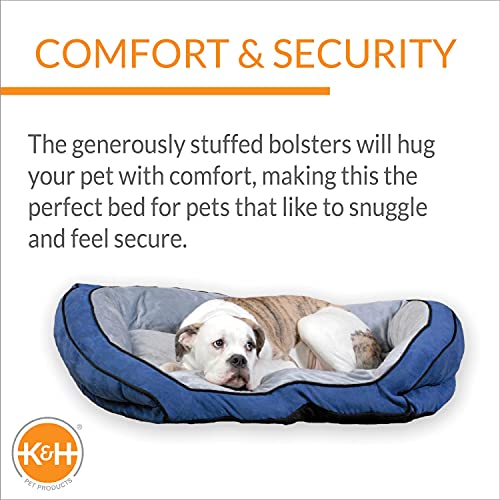 K&H Pet Products Bolster Couch Pet Bed Large Blue/Gray 28" x 40"