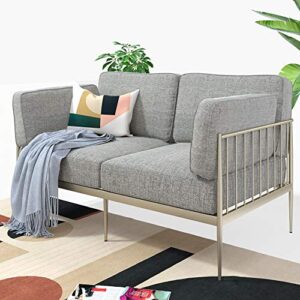 zinus janelle gold metal loveseat / steel framework with upholstered cushions / easy assembly