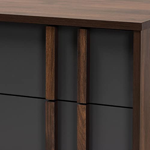 Baxton Studio Naoki Modern and Contemporary Two-Tone Grey and Walnut Finished Wood 6-Drawer Bedroom Dresser