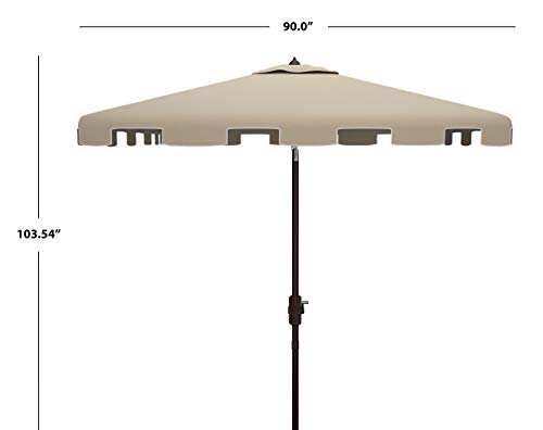 Safavieh PAT8400C Outdoor Zimmerman Beige and White 7'6" Square Market UV Protected Umbrella