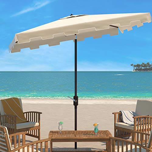 Safavieh PAT8400C Outdoor Zimmerman Beige and White 7'6" Square Market UV Protected Umbrella