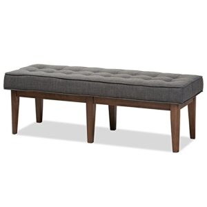 baxton studio lucca button tufted dining bench in dark gray