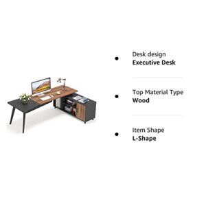 Tribesigns L-Shaped Computer Desk with File Cabinet, 78.74 Inch Large Executive Office Desk with Shelves, Industrial Business Furniture Desk Workstation for Home Office (Rustic Brown)