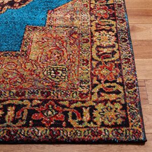 SAFAVIEH Vintage Hamadan Collection 6'7" x 9' Gold / Light Blue VTH219D Oriental Traditional Persian Non-Shedding Living Room Bedroom Dining Home Office Area Rug