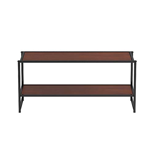 ZINUS Garrison 40 Inch Black Metal Frame Media Stand / TV Stand with Shelf / Easy Assembly, Red mahogany wood grain