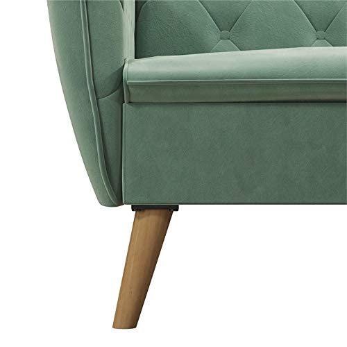 Novogratz Tallulah Memory Foam Sofa Bed, Light Green Velvet Futon,