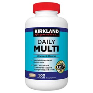 kirkland signature daily multi vitamins & minerals tablets eizdng, 500 count bottle (2 pack)