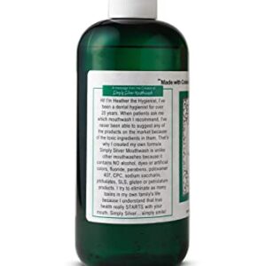 Simply Silver Mouthwash Spearmint Flavor- Nano Hydroxyapatite Formula, All Natural Colloidal Silver Mouthwash Chemical, Alcohol, Fluoride, and BPA Free, 16 oz