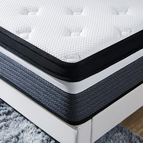 S SECRETLAND Queen Mattress, 10 Inch Cooling-Gel Memory Foam and Individually Pocket Innerspring Hybrid Mattress, Queen Bed Mattress in a Box, CertiPUR-US Certified,60”*80”, Medium Feel