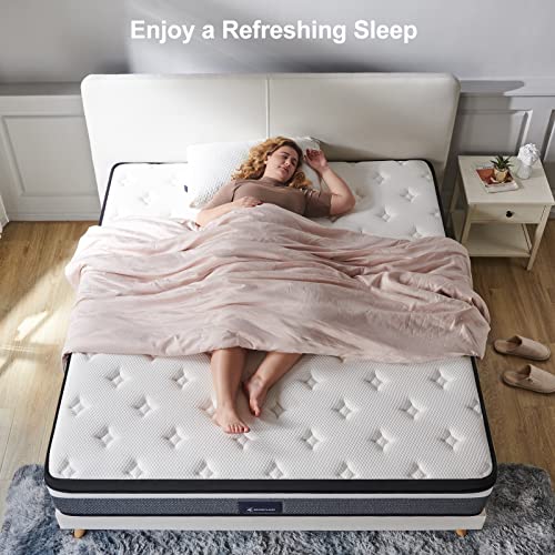 S SECRETLAND Queen Mattress, 10 Inch Cooling-Gel Memory Foam and Individually Pocket Innerspring Hybrid Mattress, Queen Bed Mattress in a Box, CertiPUR-US Certified,60”*80”, Medium Feel