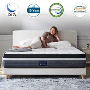 S SECRETLAND Queen Mattress, 10 Inch Cooling-Gel Memory Foam and Individually Pocket Innerspring Hybrid Mattress, Queen Bed Mattress in a Box, CertiPUR-US Certified,60”*80”, Medium Feel