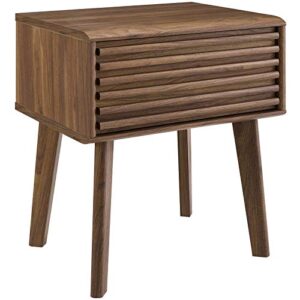 modway render mid-century modern end table or nightstand in walnut