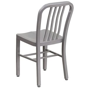 Flash Furniture Commercial Grade 2 Pack Silver Metal Indoor-Outdoor Chair