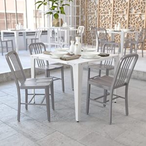 Flash Furniture Commercial Grade 2 Pack Silver Metal Indoor-Outdoor Chair