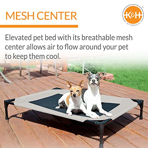 K&H PET PRODUCTS Elevated Cooling Outdoor Dog Bed Portable Raised Dog Cot Taupe/Black X-Large 32 X 50 X 9 Inches